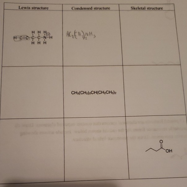 Solved Lewis structure Condensed structure Skeletal | Chegg.com