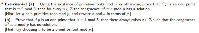 Solved Exercise 4-2.(a) Using the existence of primitive | Chegg.com