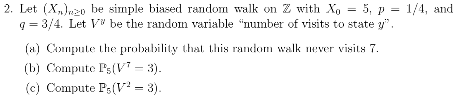 2. Let (Xn)n>o be simple biased random walk on Z with | Chegg.com