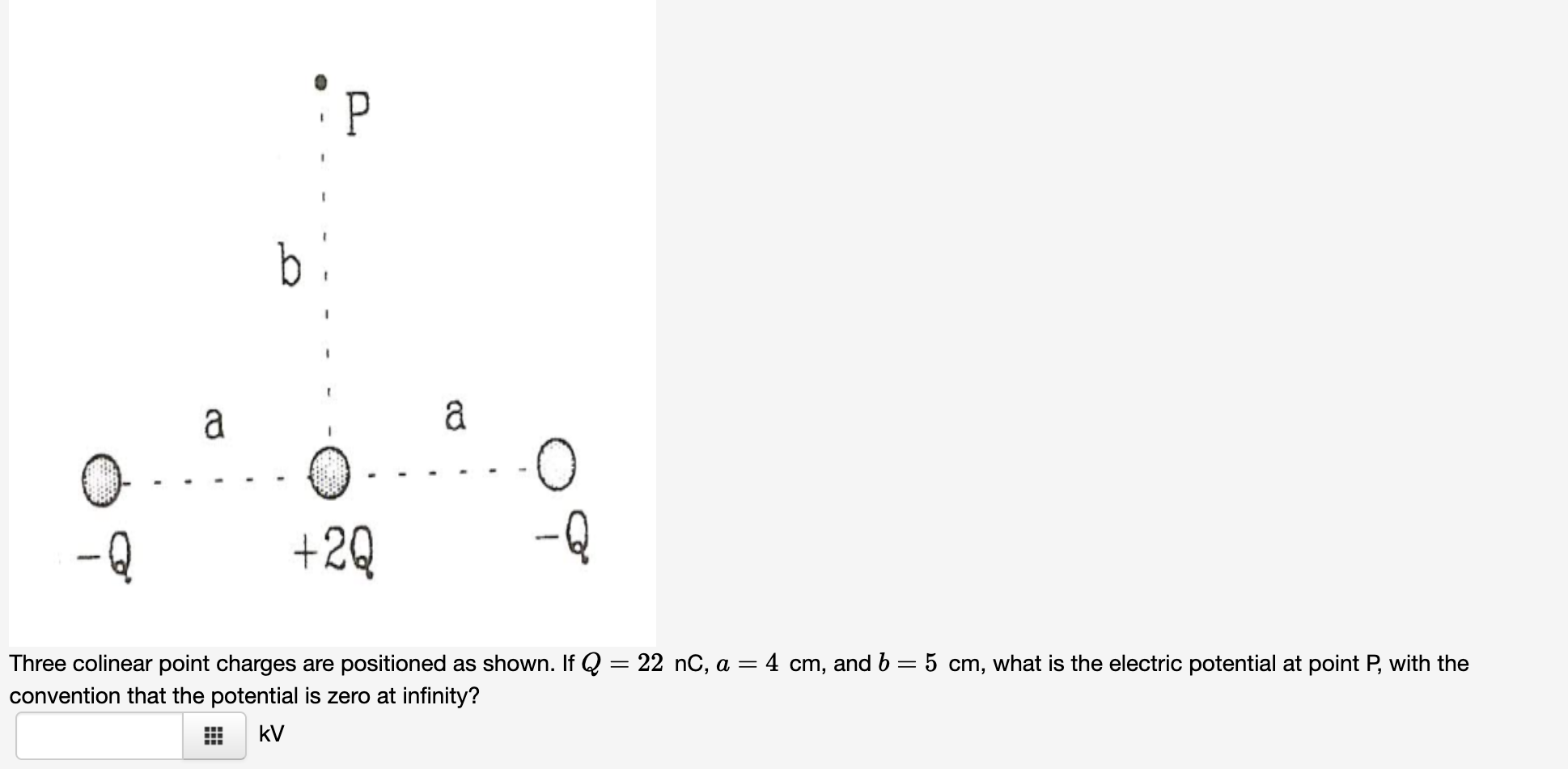 Solved Three colinear point charges are positioned as shown. | Chegg.com