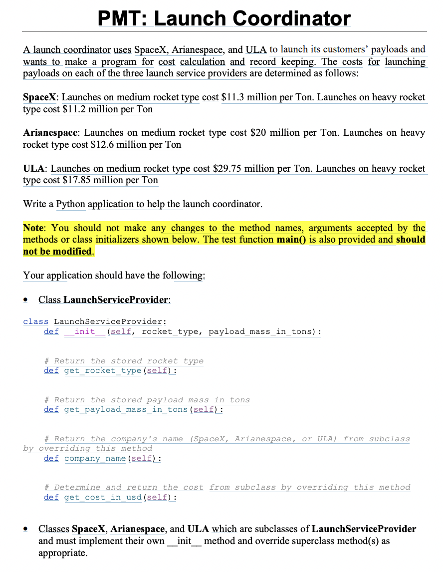 Solved PMT: Launch Coordinator A launch coordinator uses | Chegg.com