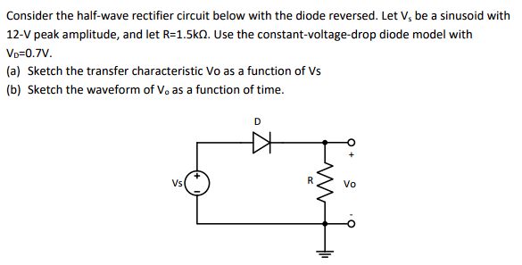 Solved Consider the half-wave rectifier circuit below with | Chegg.com