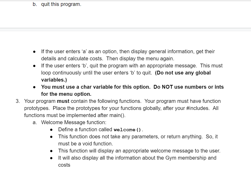 Solved Program fitClub - Information and Requirements Gym | Chegg.com