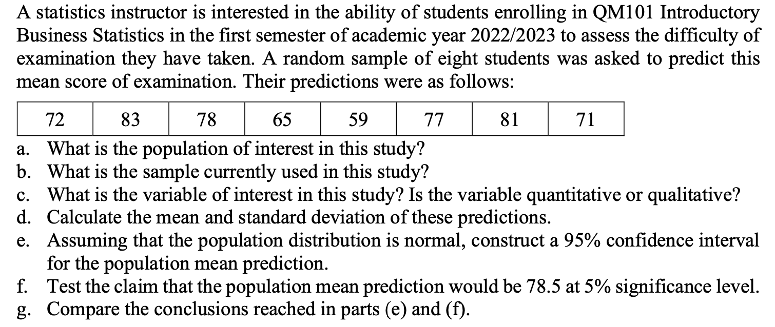 Solved A Statistics Instructor Is Interested In The Ability