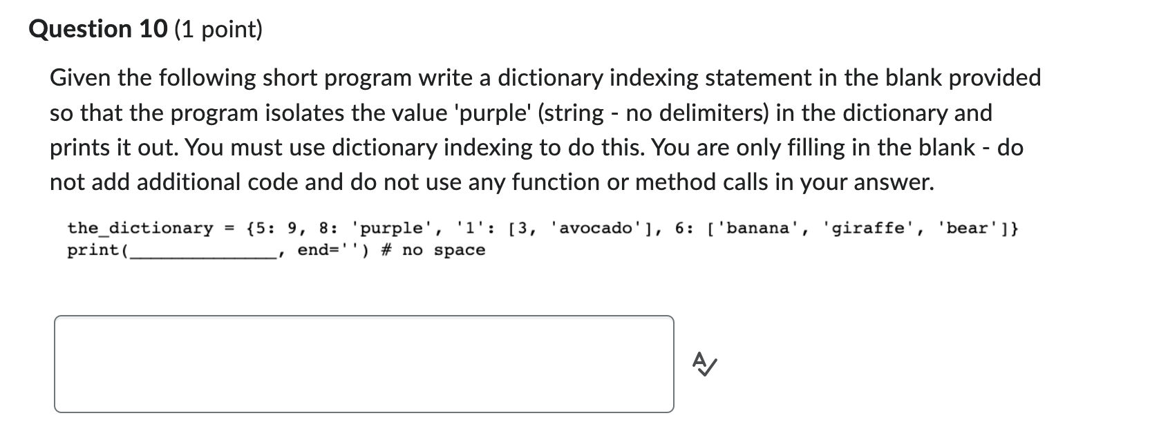 Solved Given the following short program write a dictionary | Chegg.com