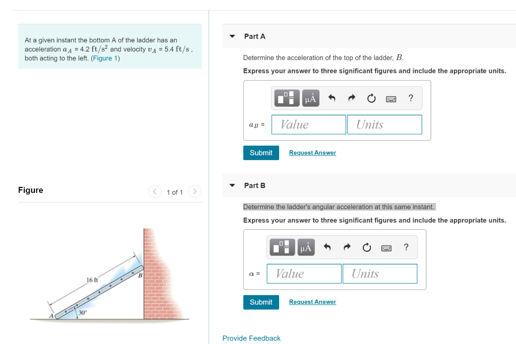 Solved At a given instant the bottom A of the ladder has | Chegg.com