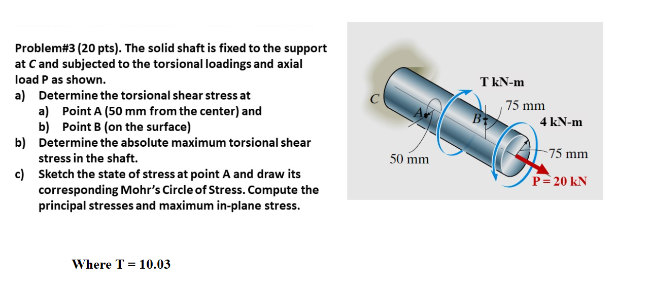 Solved Problem# 3 (20 pts). The solid shaft is fixed to the | Chegg.com