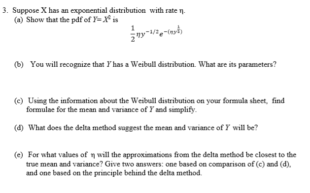 Solved 3. Suppose X has an exponential distribution with | Chegg.com