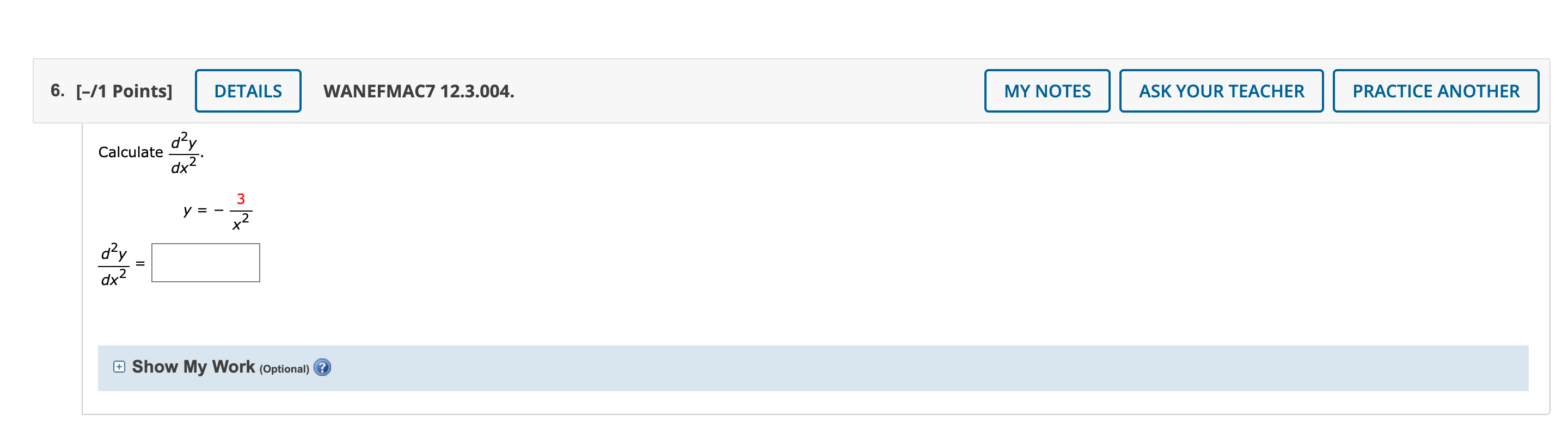 Solved 2. [-/1 Points] DETAILS WANEFMAC7 12.3.003. MY NOTES | Chegg.com