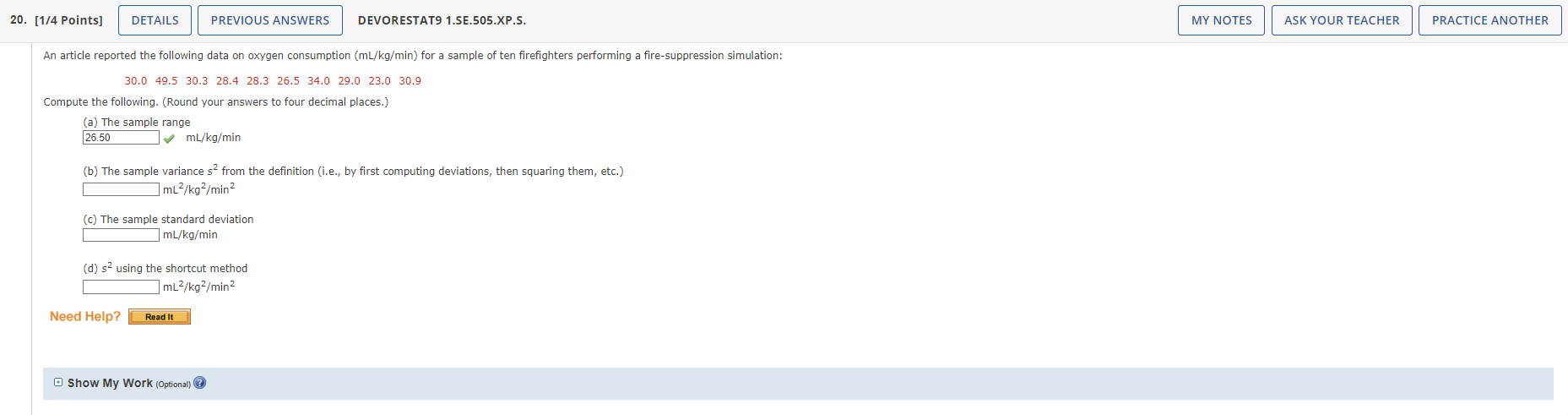 Solved An article reported the following data on oxygen | Chegg.com