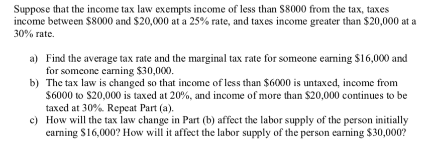 Solved Suppose that the income tax law exempts income of | Chegg.com