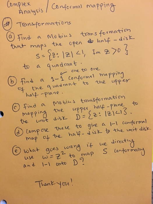 Solved Complex Analysis Conformal Mapping Please Help Me