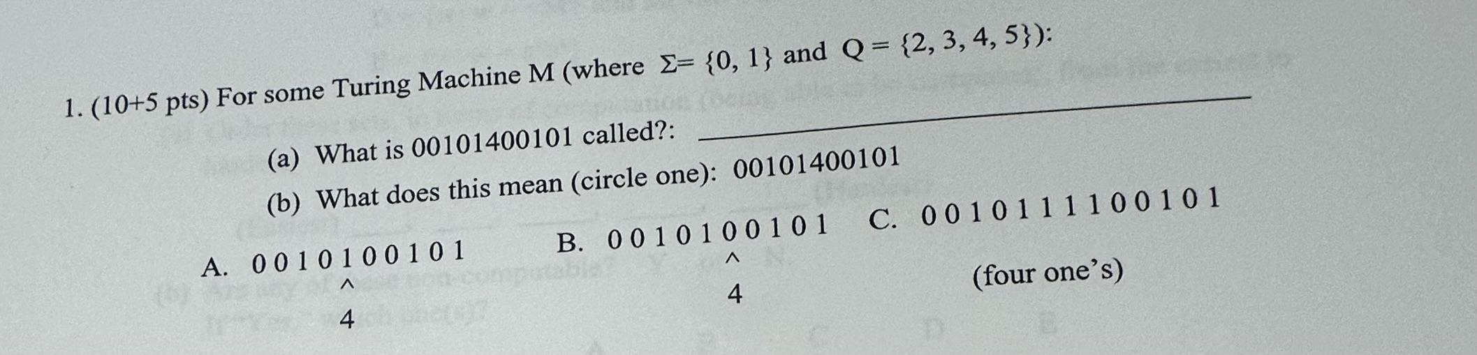 Solved pts) ﻿For some Turing Machine M (where Σ={0,1} ﻿and | Chegg.com