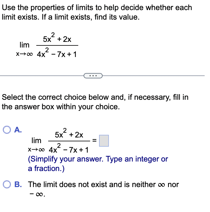 Solved Use the properties of limits to help decide whether | Chegg.com