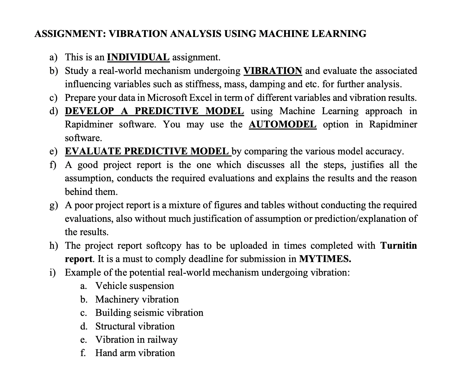 Solved ASSIGNMENT: VIBRATION ANALYSIS USING MACHINE LEARNING | Chegg.com