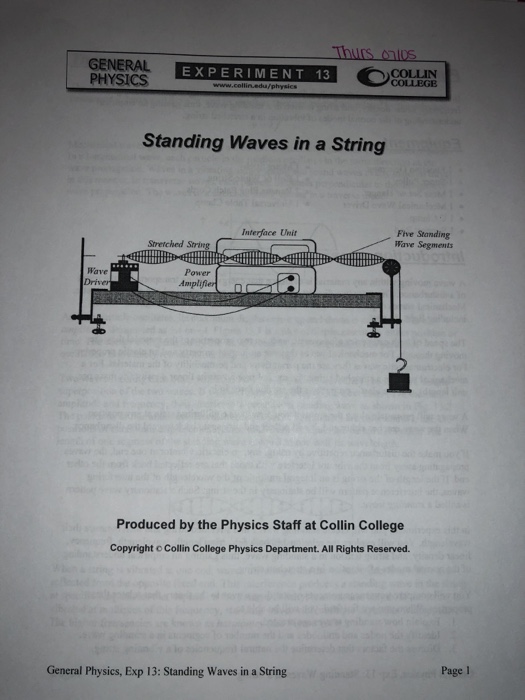 GENERAL EXPERIME PHYSICS COLLEGE collinedu/physics | Chegg.com