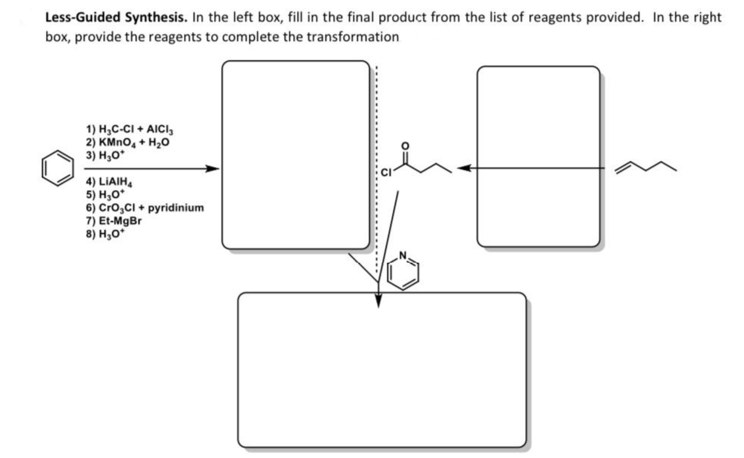 Solved Less-Guided Synthesis. In the left box, fill in the | Chegg.com