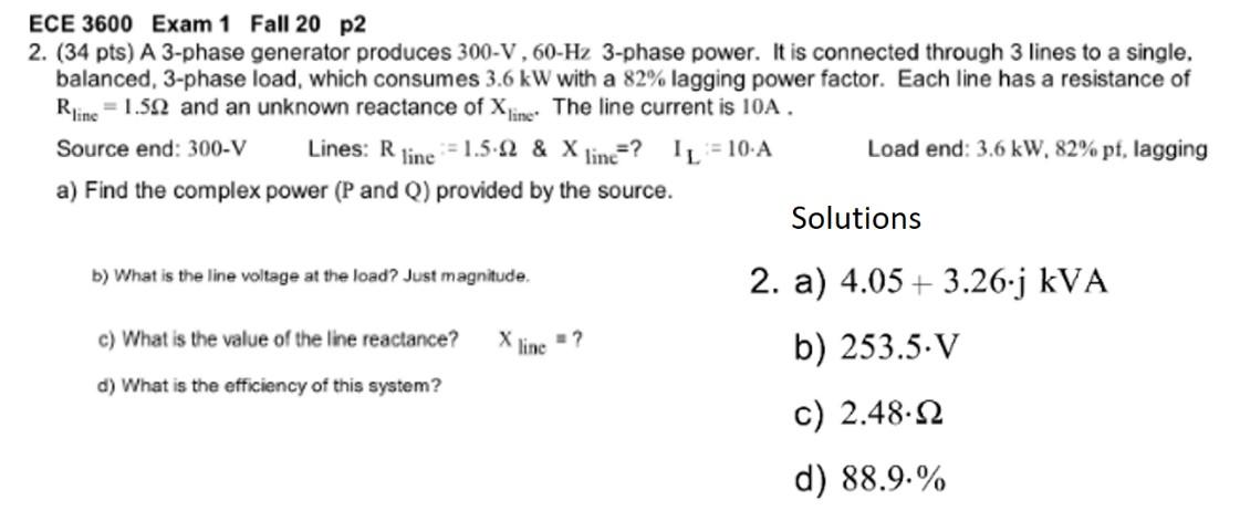 Solved ECE 3600 Exam 1 Fall 20 p2 2. (34 pts) A 3-phase | Chegg.com