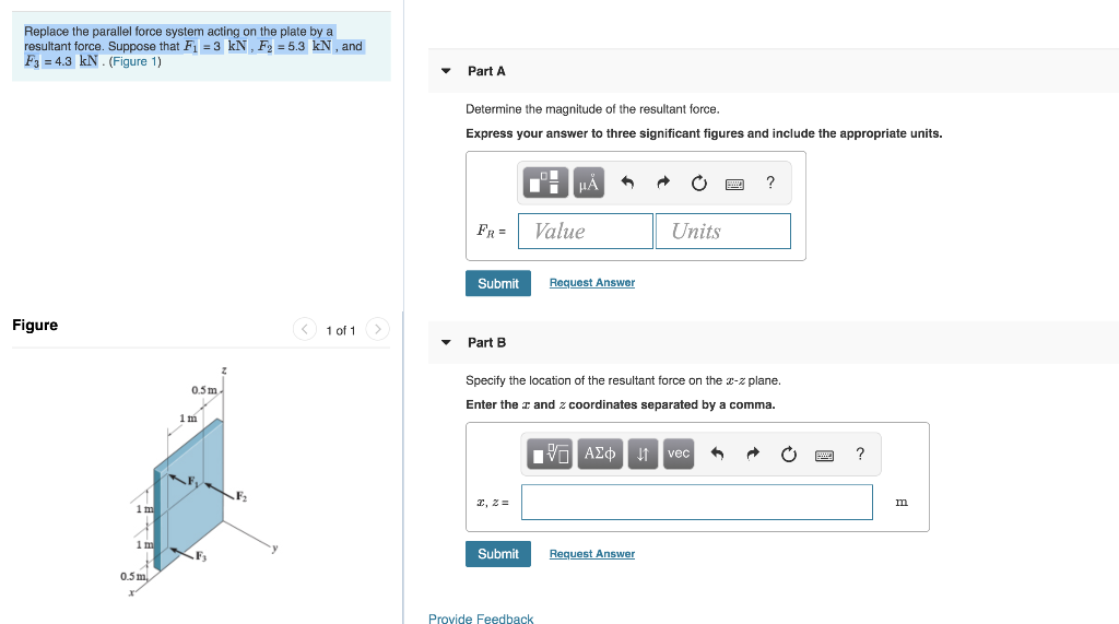 Solved Replace the parallel force system acting on the plate | Chegg.com
