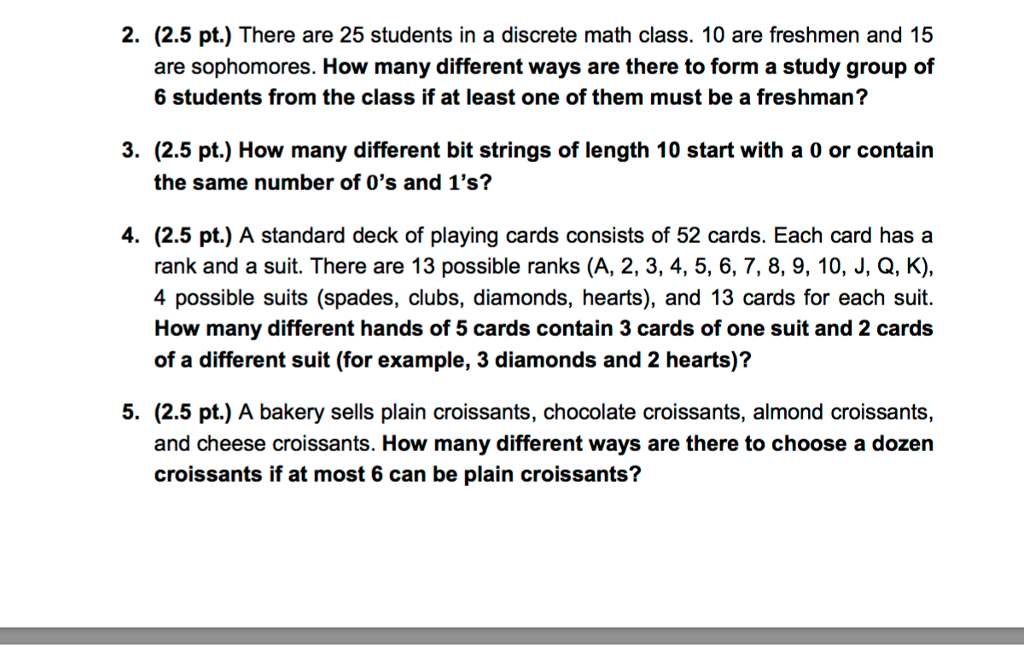 Solved 2. (2.5 pt.) There are 25 students in a discrete math | Chegg.com