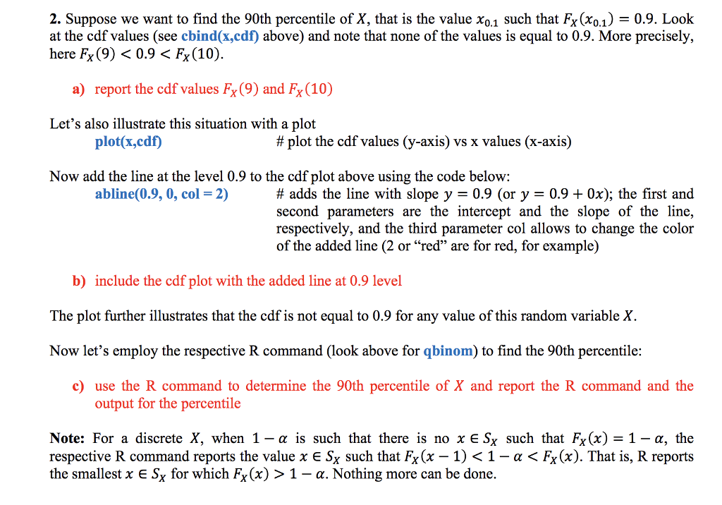 2. Suppose we want to find the 90th percentile of X, | Chegg.com