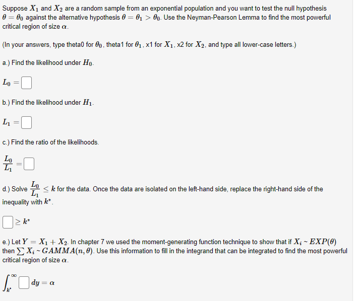 Solved Suppose X1 and X2 are a random sample from an | Chegg.com