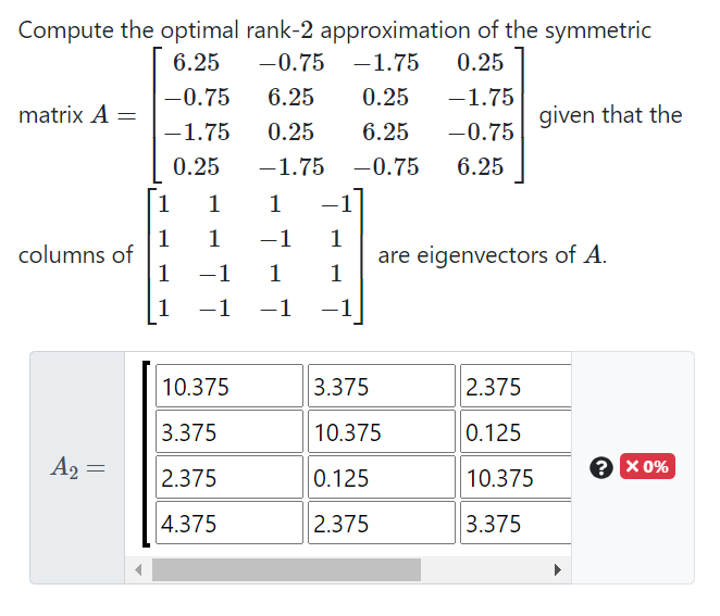 Solved Compute the optimal rank-2 approximation of the | Chegg.com