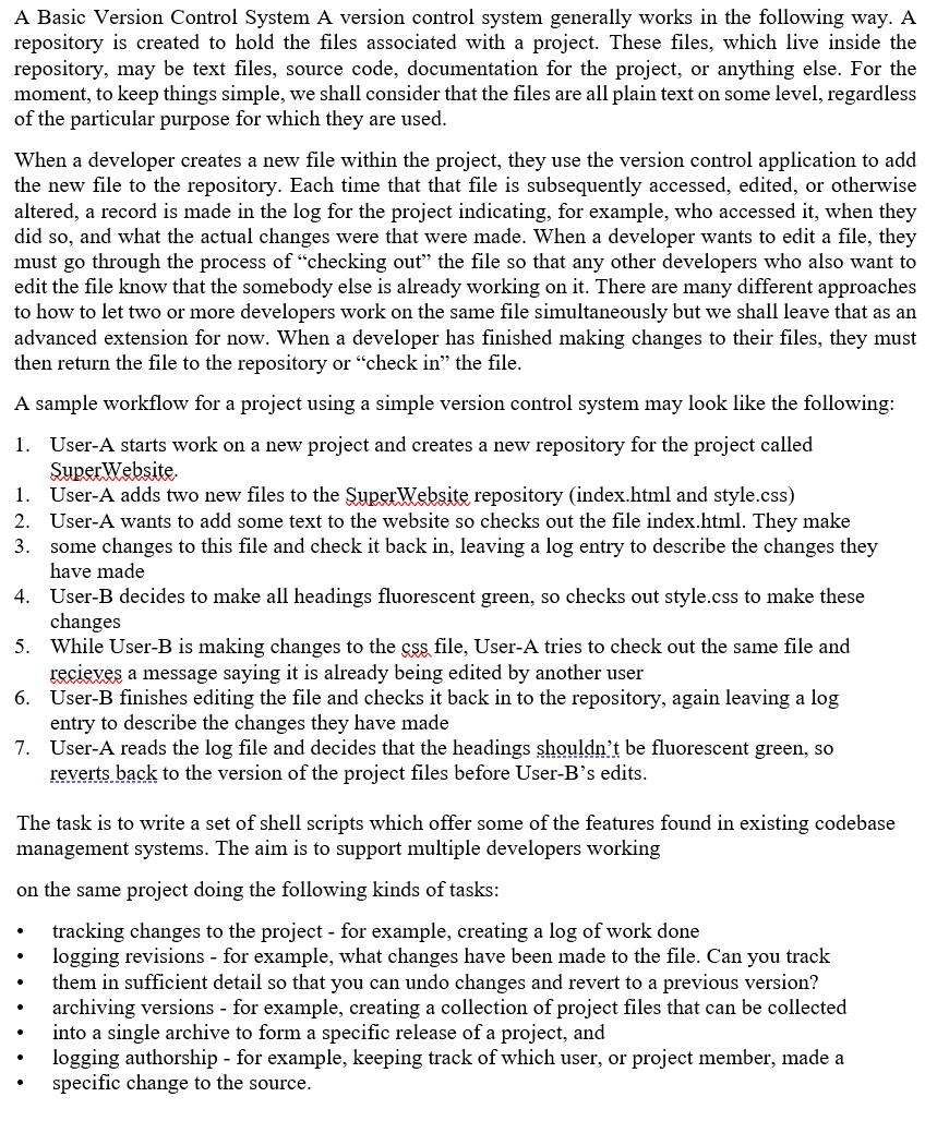 A Basic Version Control System A version control | Chegg.com