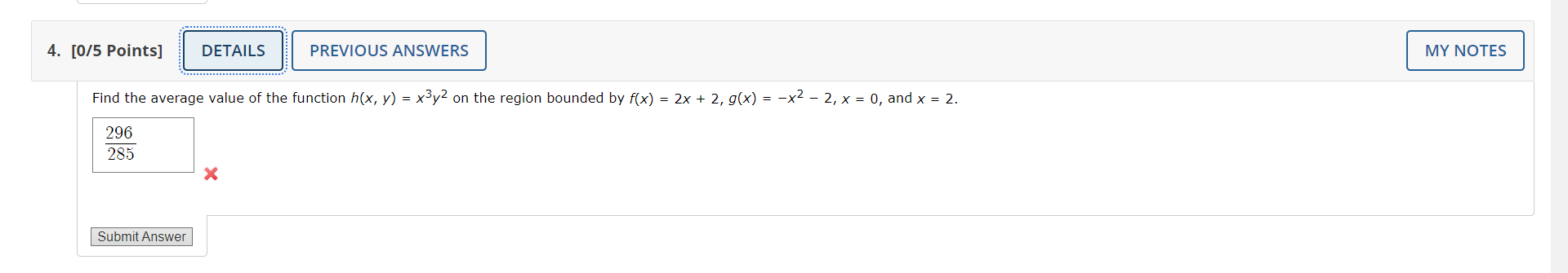 Solved Find the average value of the function h(x,y)=x3y2 on | Chegg.com
