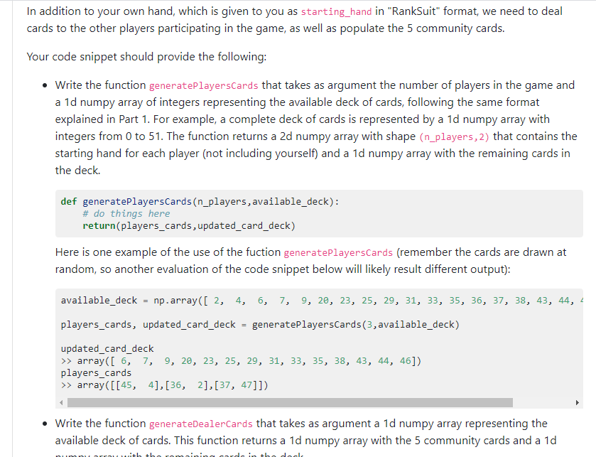 Solved In addition to your own hand, which is given to you | Chegg.com