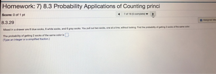 Solved Homework: 7) 8.3 Probability Applications of Counting | Chegg.com