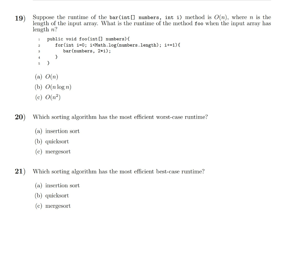 Solved 17 Which of the following is a valid binary search | Chegg.com