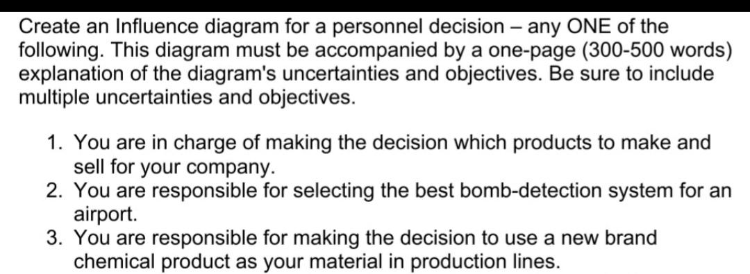 Solved Create an Influence diagram for a personnel decision | Chegg.com