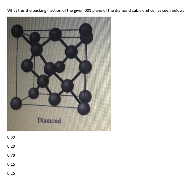 Solved What this the packing fraction of the given 001 plane | Chegg.com