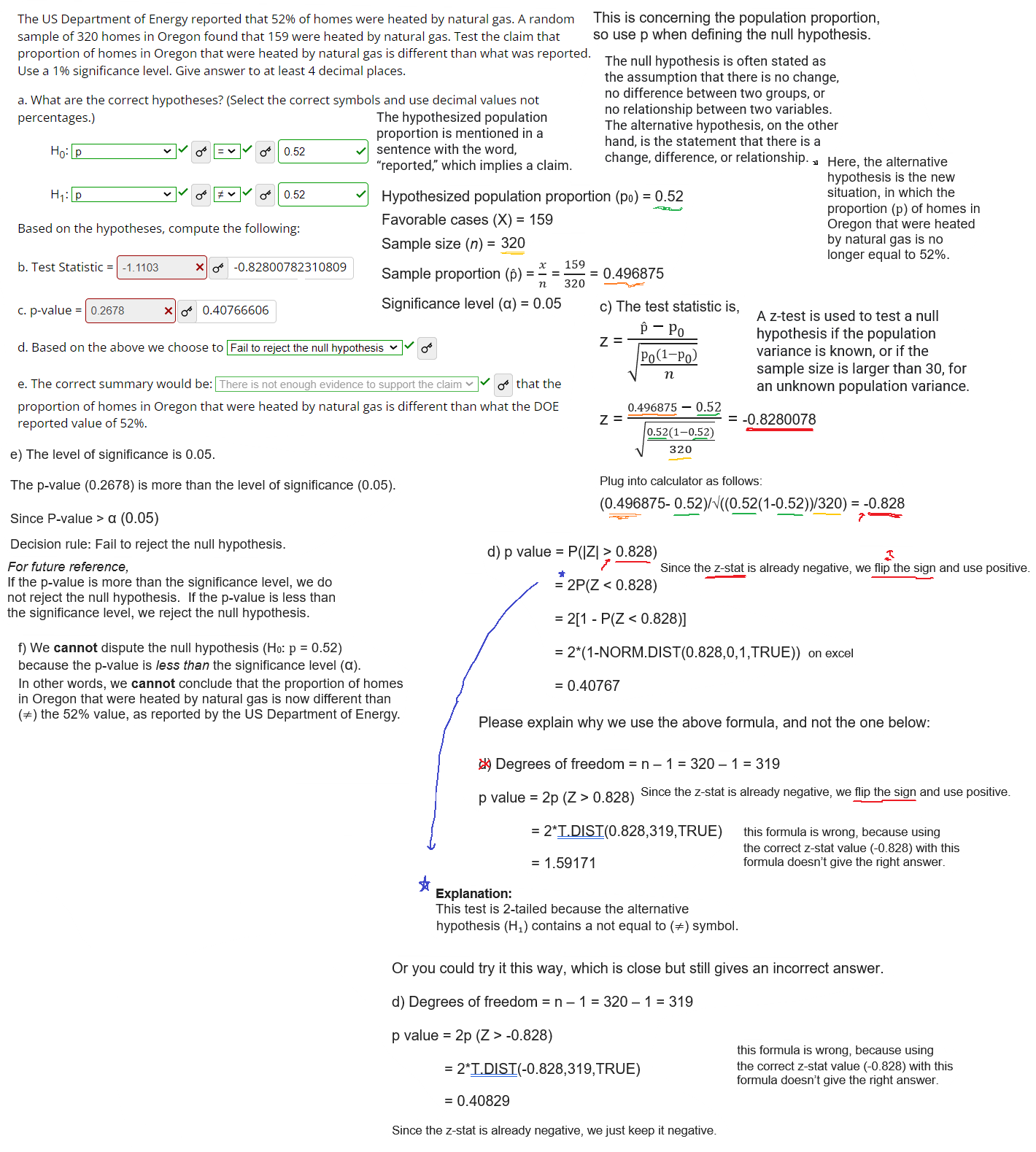 Solved Hello, I found the correct formula for the p-value, | Chegg.com