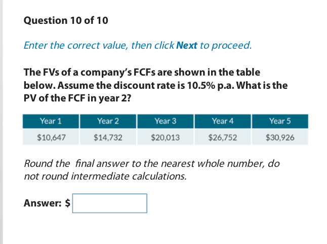 Solved Question 10 ﻿of 10Enter the correct value, then click | Chegg.com