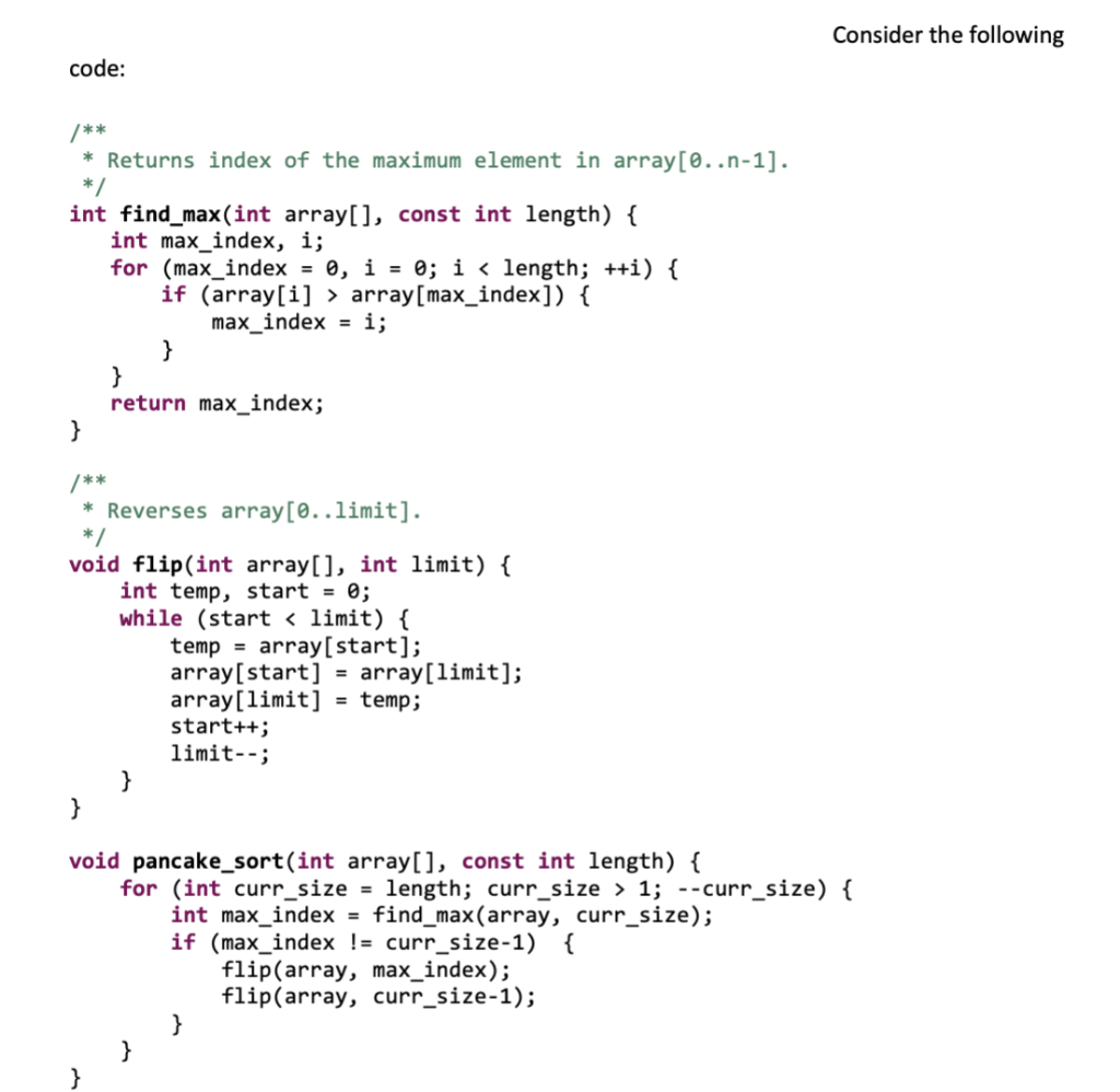 Solved Consider the following code:Show the array | Chegg.com