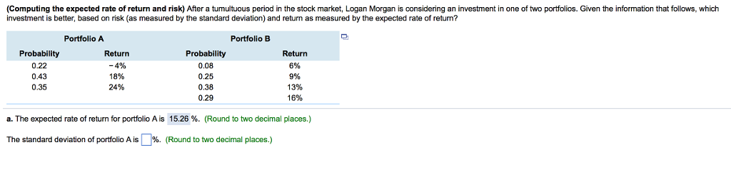 Solved (Computing the expected rate of return and risk) | Chegg.com