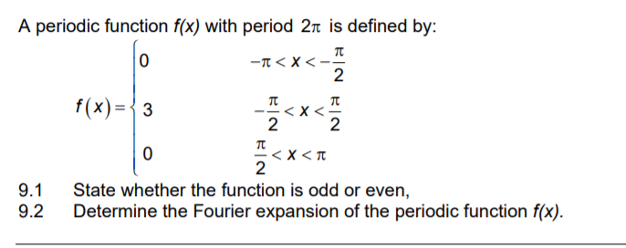 Solved A periodic function f(x) with period 21 is defined | Chegg.com