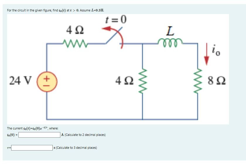 Solved For the circuit in the given figure, find i0(t) at | Chegg.com