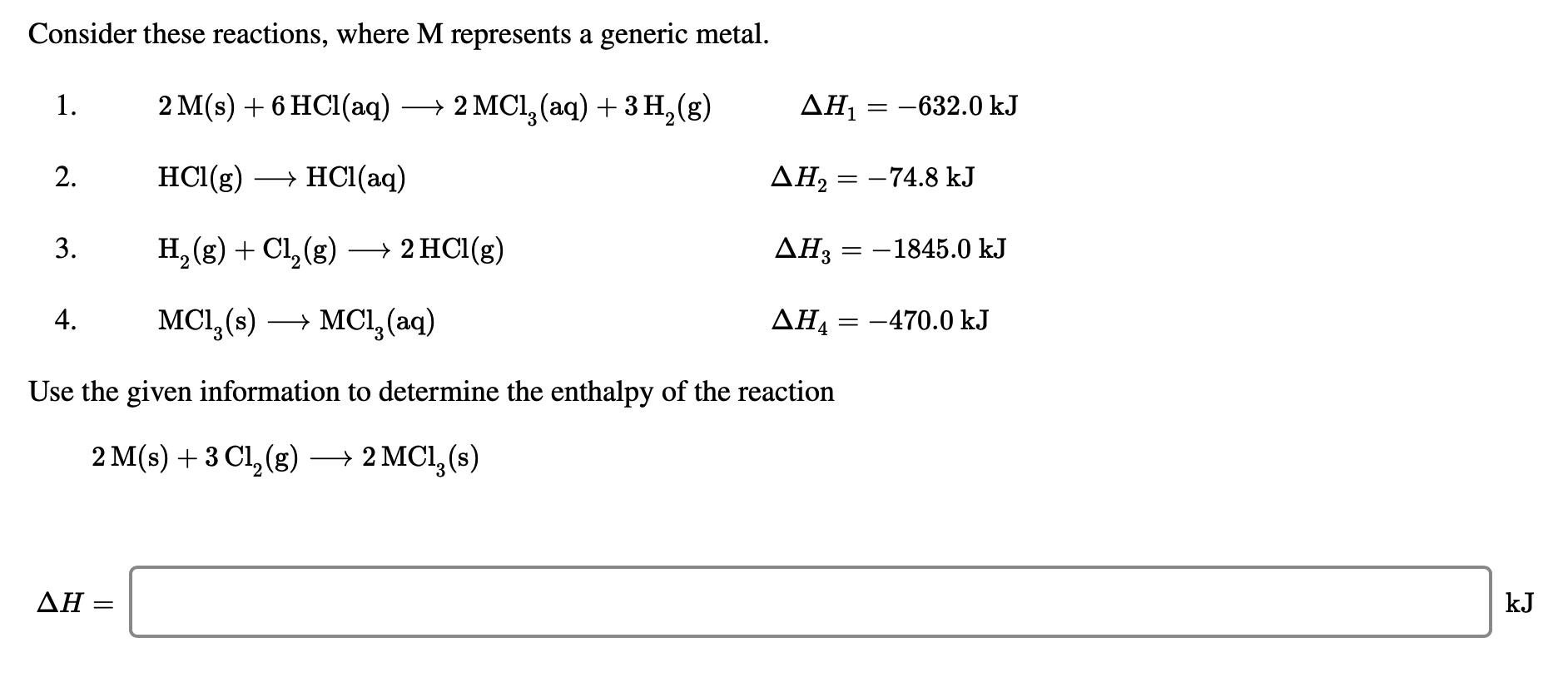 Solved Consider these reactions, where M represents a | Chegg.com