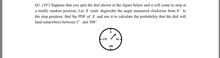 Solved Q1. (10) Suppose that you spin the dial shown in the | Chegg.com