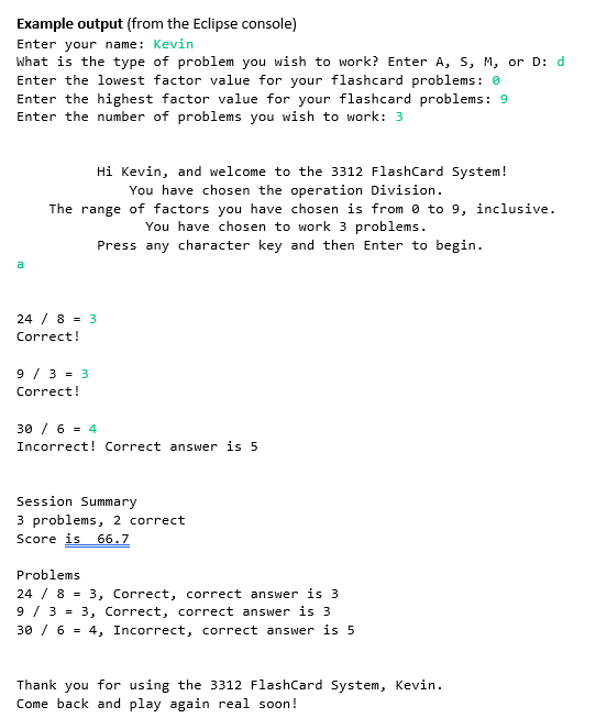 Solved Project: FlashCards - Project 1 Student Name: Class | Chegg.com