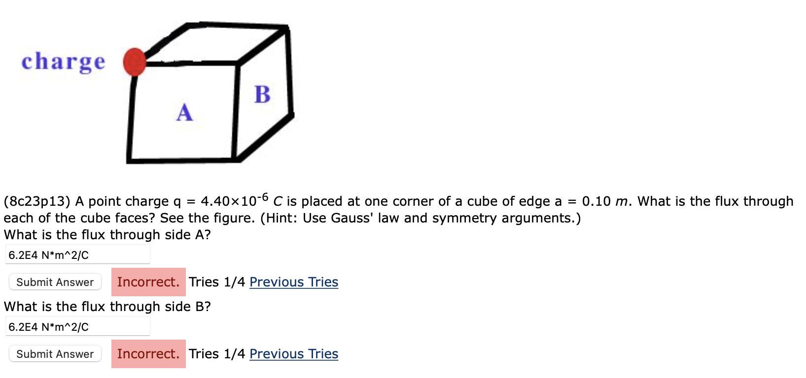 Solved (8c23p13) A point charge q=4.40×10−6C is placed at | Chegg.com