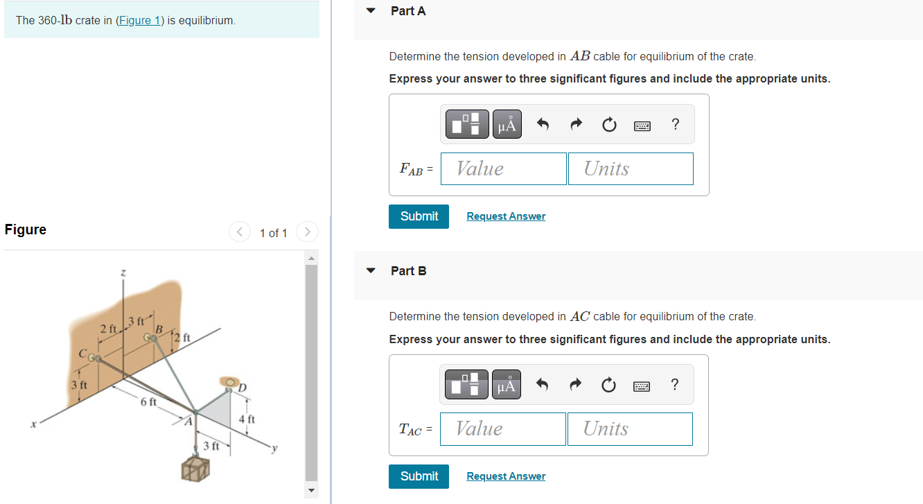 Solved The 360-lb crate in (Figure 1) is equilibrium. Part A | Chegg.com
