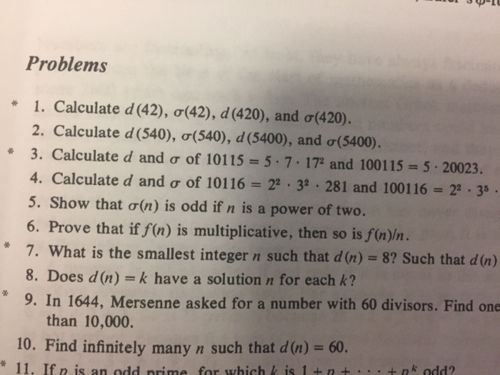 Solved Calculate d(42), sigma(42), d(420), and sigma(420). | Chegg.com