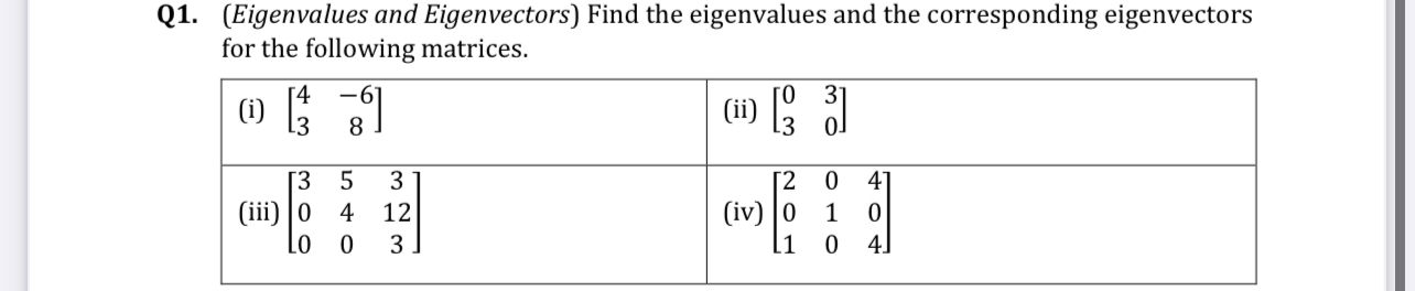 Solved (Eigenvalues and Eigenvectors) Find the eigenvalues | Chegg.com
