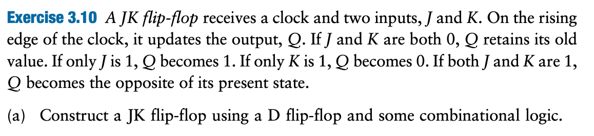 Solved Exercise 3.10 A JK flip-flop receives a clock and two | Chegg.com