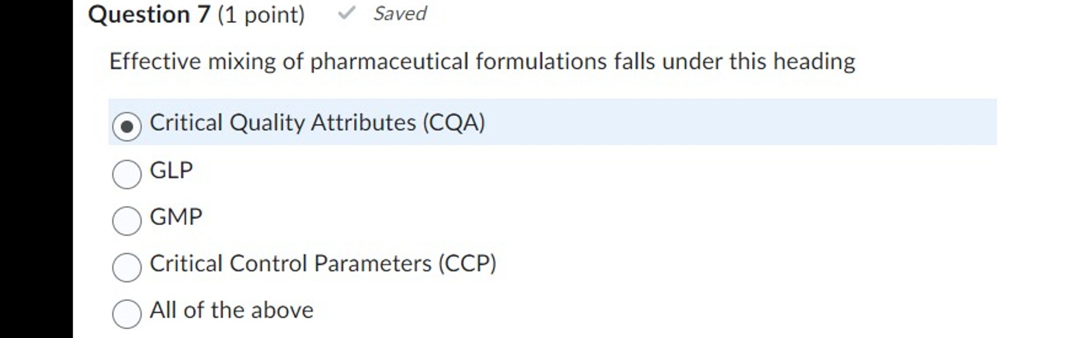 Solved Question 7 (1 ﻿point)Effective mixing of | Chegg.com