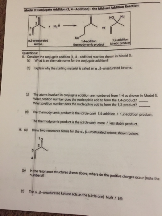 Solved Model 3: Conjugate Addition (1, 4-Addition)-the | Chegg.com